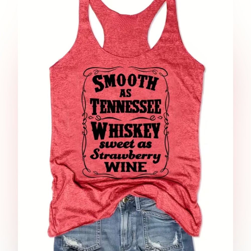 Smooth As Tennessee Whiskey Razorback Tank- Red/ Coral - Gem